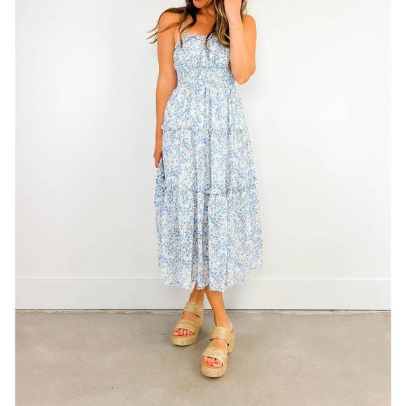 Pinch | Dresses | New Pinch Morning Glory Midi Dress In Bluetan | Poshmark